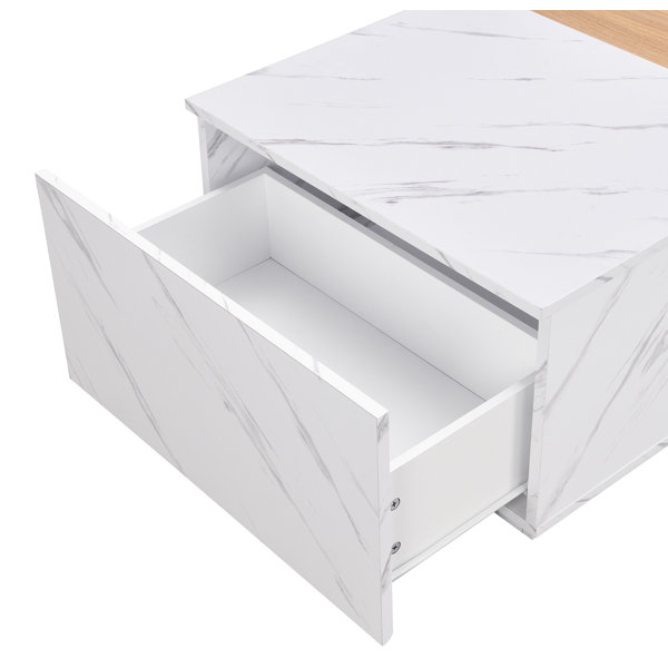 Ivy Bronx ON-TREND Modern 35.4 x 23.6 Inch Two-tone Coffee Table with Faux Marble | Wayfair